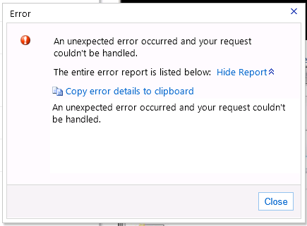 An unexpected error occurred and your request couldn’t be handled. OWA 2010 – Travailler ensemble